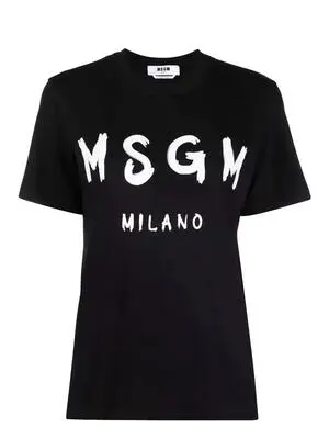 MSGM Logo-print Short-sleeved T-shirt - Black