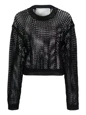 RAMAEL Cotton Open-Knit Jumper Black