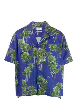 Rhude Palm-tree Print Green Shirt - Blue