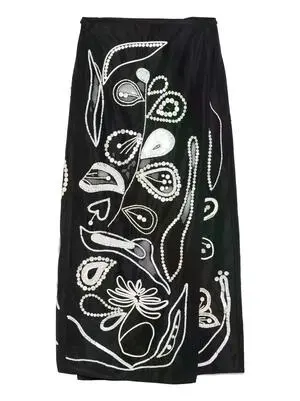 FORTE_FORTE Embroidered Taffeta Midi Skirt - Black