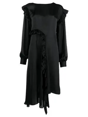 Remain Birger Christensen Ruffled Long-sleeved Maxi Dress - Black