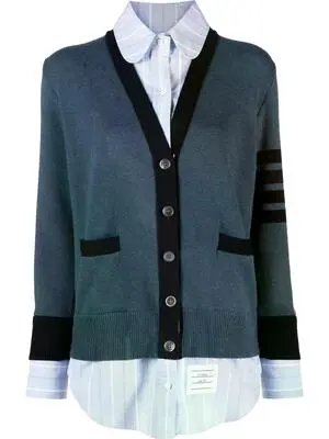 Thom Browne Milano Stitch V-neck Cardigan - Blue