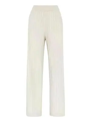 Brunello Cucinelli Ribbed-knit Cashmere Pants - Neutrals