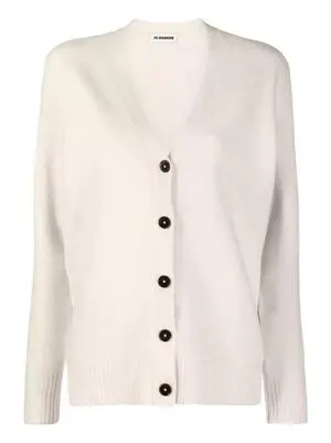 JIL SANDER V-neck Wool Cardigan - Neutrals