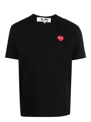 Play Comme Des Garcon Logo-patch Cotton T-shirt - Black