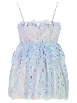 SELF-PORTRAIT Corded Lace Mini Dress - Blue