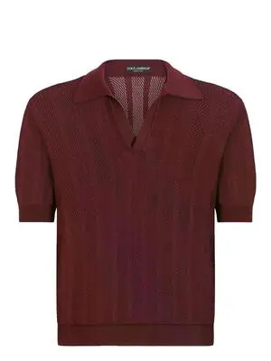 Dolce & Gabbana Knitted Polo Shirt - Red