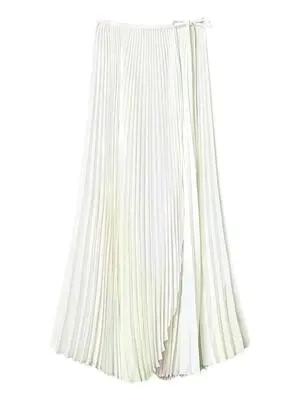 TWINSET Pleated Maxi Skirt With Side Tie - White
