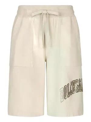 Dolce & Gabbana Logo-embroidered Cotton Track Shorts - Neutrals