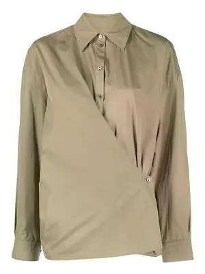 LEMAIRE Twisted Wrap Cotton Shirt Green