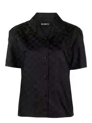 MISBHV Monogram-print Short-sleeve Shirt - Black