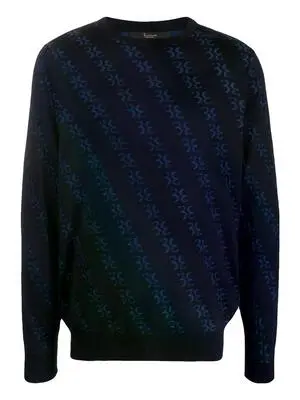 BILLIONAIRE Monogram-jacquard Knitted Jumper - Blue