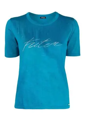 Kiton Jacquard-logo Fine-knit T-shirt - Blue