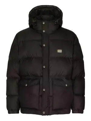 Dolce & Gabbana Logo-plaque Padded Hooded Jacket - Black