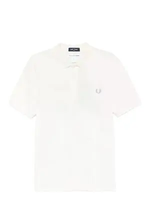 Comme Des Garçons X Fred Perry Slogan-print Polo Shirt - Neutrals