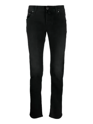 Jacob Cohen Contrasting-pocket Skinny Trousers - Black