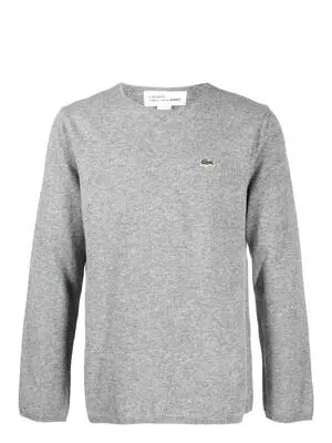 Comme Des Garçons X Lacoste Intarsia-knit Wool Sweater - Grey