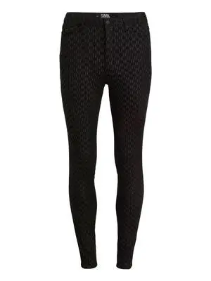 Karl Lagerfeld Monogram-print Shimmer Skinny Jeans - Black