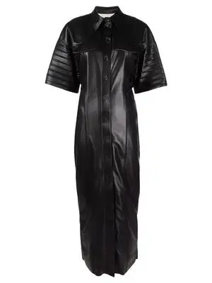 Nanushka Faux-leather Fitted Shirt Dress - Black