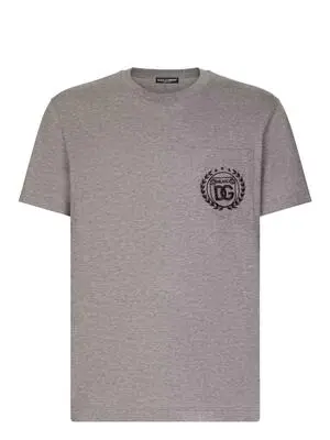 Dolce & Gabbana Embroidered-logo Cotton T-shirt - Grey