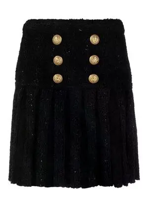 Balmain High-waisted Button-detail Skirt - Black