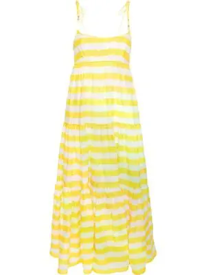 Zimmermann Alight Striped Linen Midi Dress - Yellow