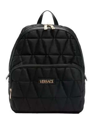 Versace Logo-lettering Backpack - Black