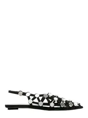 Attico Grid Rhinestone-embellished Ballerina Shoes - Black
