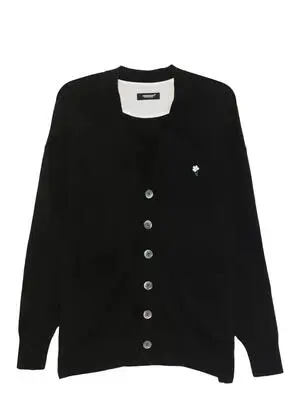 Undercover Floral-appliqué Cardigan - Black