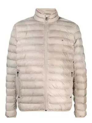 Tommy Hilfiger Logo-patch Zipped Puffer Jacket - Neutrals