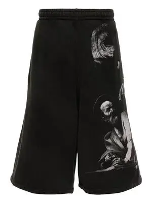 Off-White Cotton Track Shorts - Black