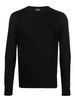 Zegna Crew-neck Cashmere-silk Jumper - Black