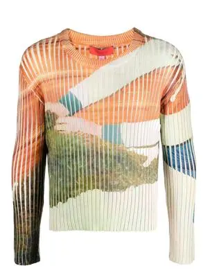 Eckhaus Latta Graphic-print Ribbed Jumper - Orange