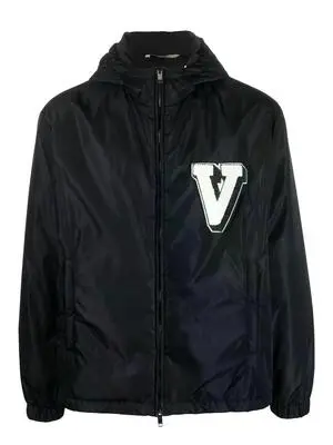 Valentino Garavani Logo-patch Hooded Jacket - Blue
