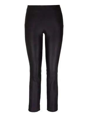 Vince Leather Slim-cut Trousers - Black