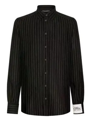 Dolce & Gabbana Striped Virgin-wool Shirt - Black