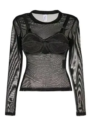 Vaquera Mesh Long-sleeved Top - Black