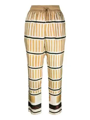 Lorena Antoniazzi Stripe-print Cropped Trousers - Neutrals