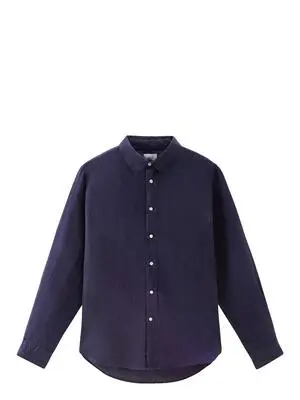 Woolrich Point-collar Linen Shirt - Blue