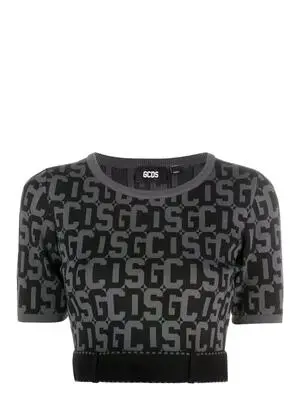 Gcds Matilda Monogram Cropped Top - Black