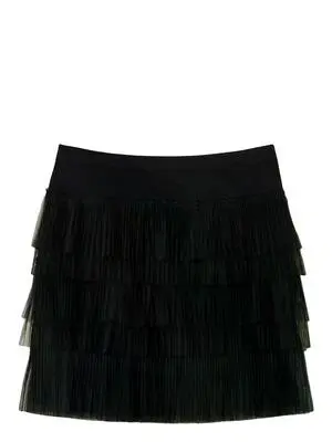 TWINSET Mini Skirt With Tulle Inserts - Black