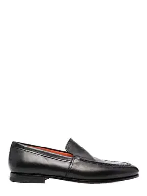 Santoni Almond-toe Leather Loafers - Black