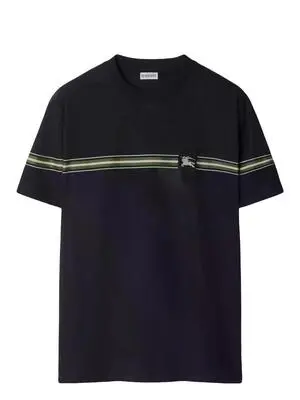 Burberry Striped Cotton T-shirt - Blue