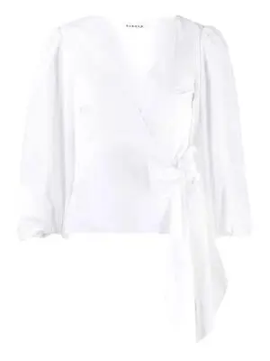 P.a.r.o.s.h Side-tie Crop-sleeve Blouse - White