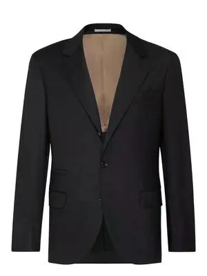 Brunello Cucinelli Super 150s Virgin Wool Four Season Batavia Twill Blazer Black