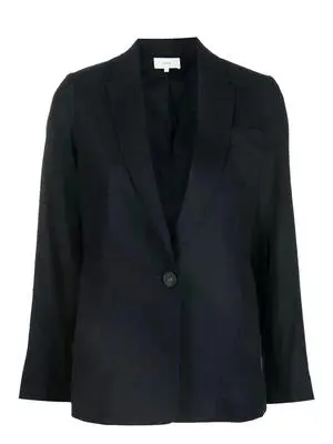Vince Single-breasted Linen-blend Blazer - Blue