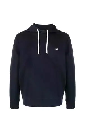 Emporio Armani Long-sleeved Logo Patch Hoodie - Blue
