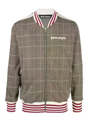 Palm Angels Checked Bomber Jacket - Brown