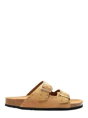 SCAROSSO Hopi Stud-embellished Suede Sandals - Neutrals