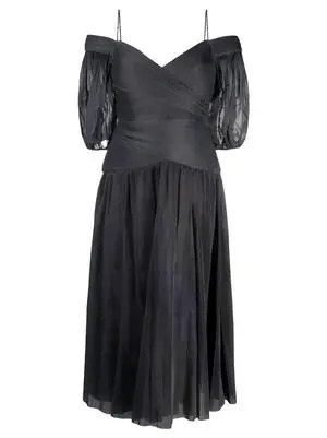 Zimmermann Off-shoulder Pleated Midi Dress - Blue